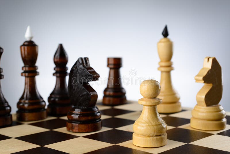 The Opposition of White and Black Chess Pieces Stock Image - Image of ...