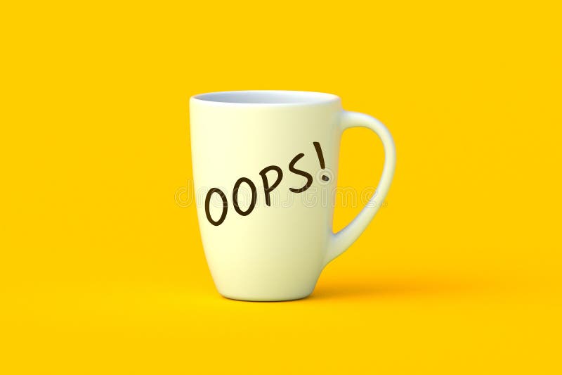 OPPS Inscription on White Cup. Apologies Concept. Website Error Stock ...