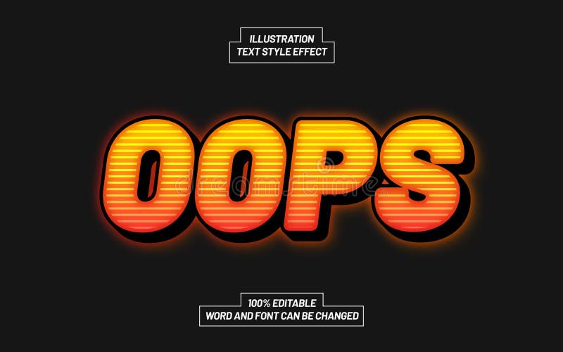 Opps Gradient Text Style Effect Stock Vector - Illustration of cartoon ...