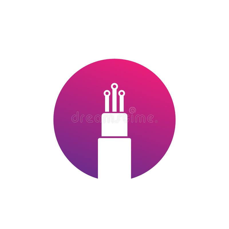 Optic Fiber Cable Vector Icon Stock Vector - Illustration of fiber ...