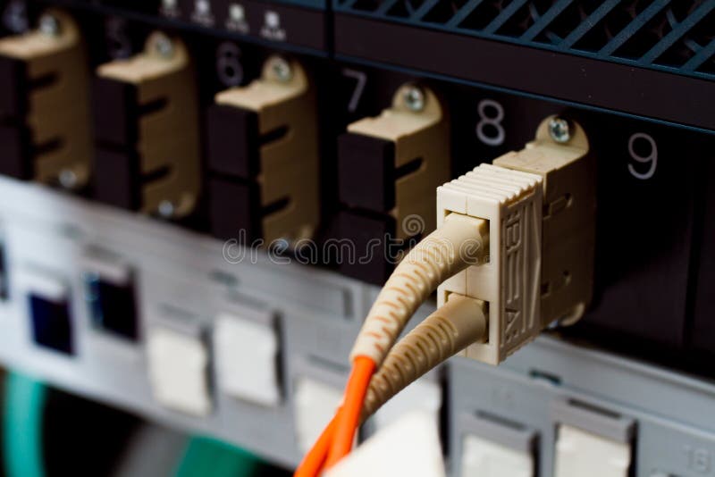 Optic Fiber Cables Connected To a Switch Stock Image - Image of ...