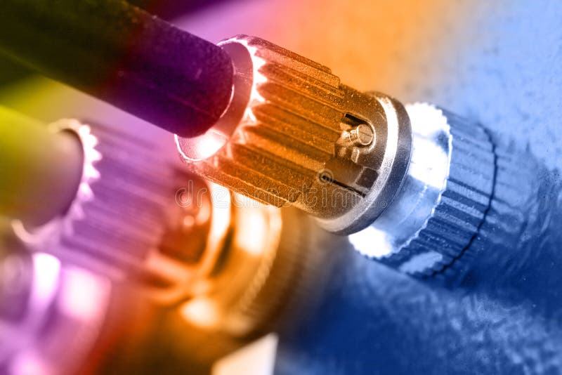 Optic Fiber Cables Connected To a Switch Stock Image - Image of ...