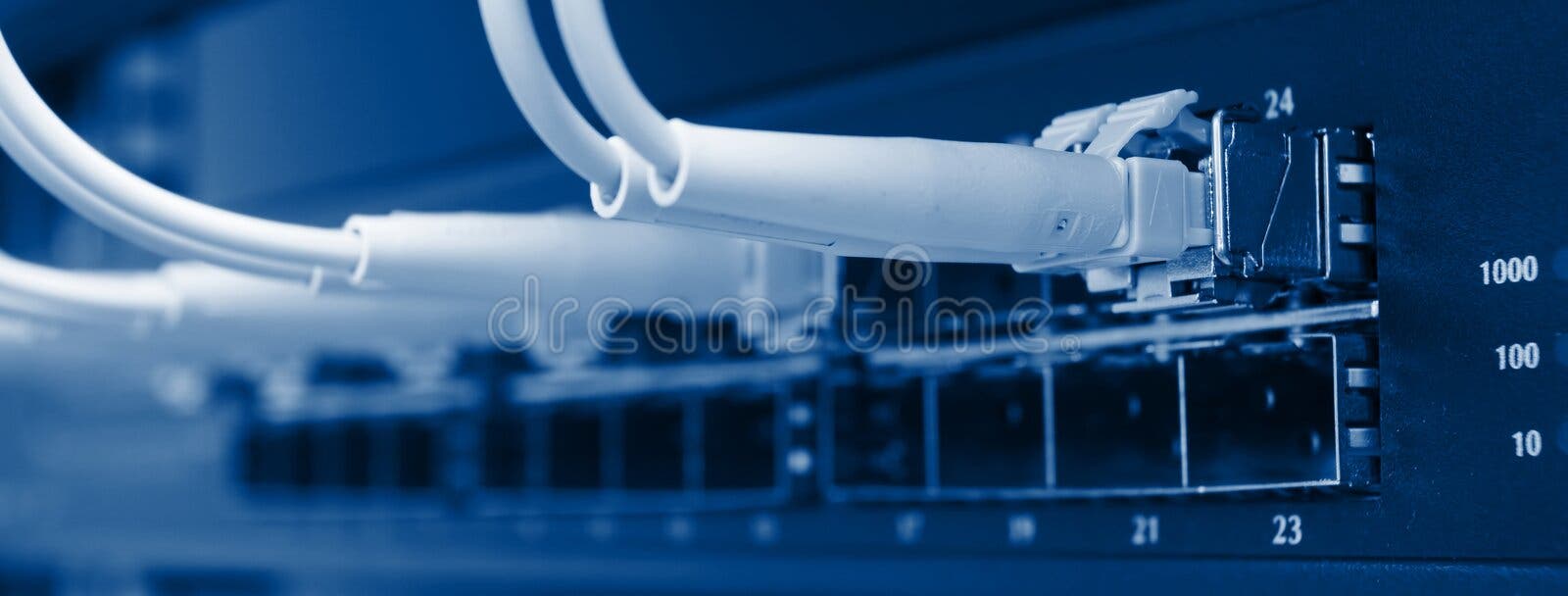 Optic Fiber Cables Connected To a Switch Stock Photo - Image of ...