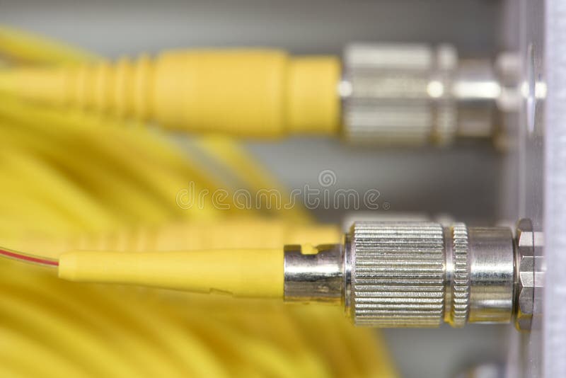 Optic Fiber Cables on Distribution Panel Stock Photo - Image of center ...