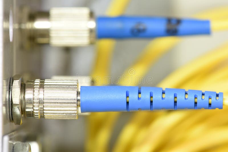 Optic Fiber Cables on Distribution Panel Stock Image - Image of fiber ...