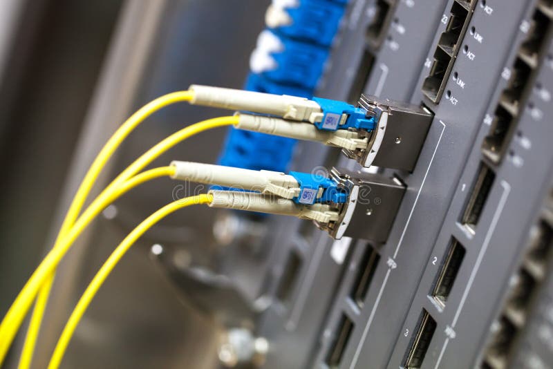 Optic Fiber and SFP Connected To Switch Stock Photo - Image of ...