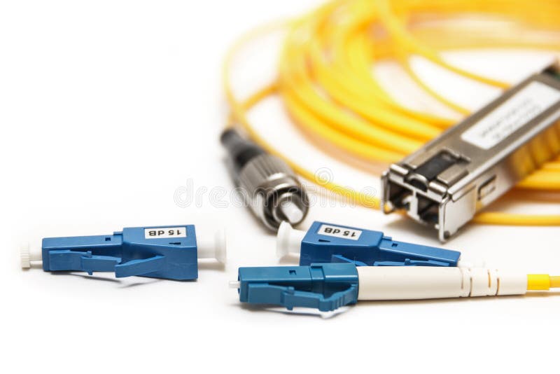 Optic Fiber with Connector on White Stock Image - Image of ...