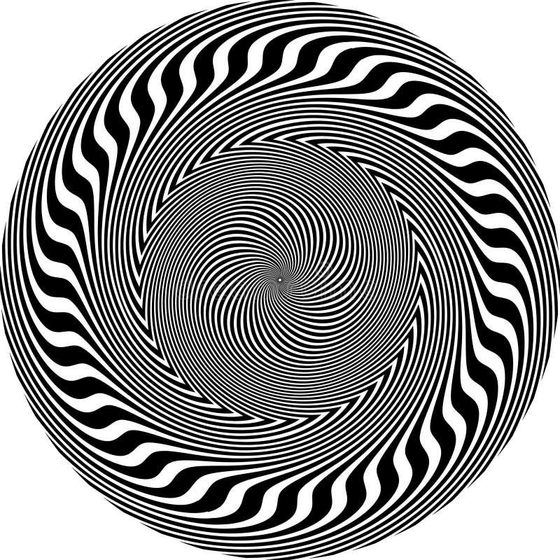 Optical Art Circle of White Black and Cyan Magenta Distorted Striped ...