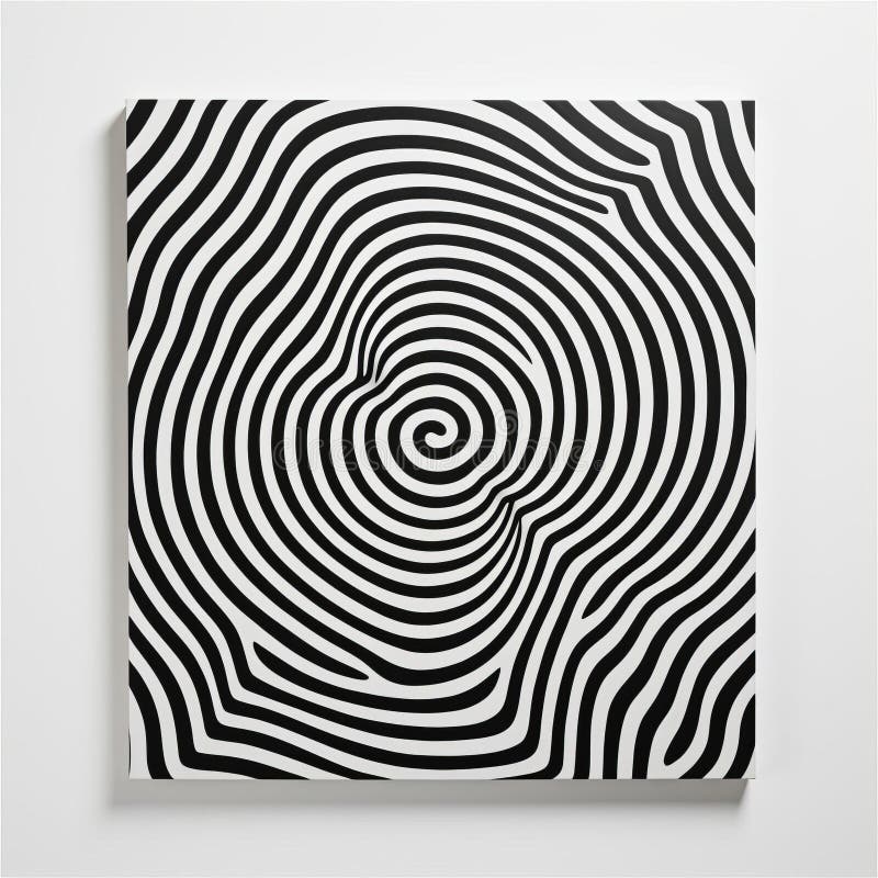 Minimalist Op Art Spiral Design on White Background Stock Illustration ...