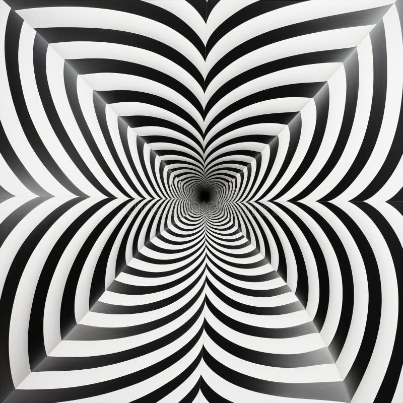Stylized Flower Op Art in Black and White Background Stock Illustration ...