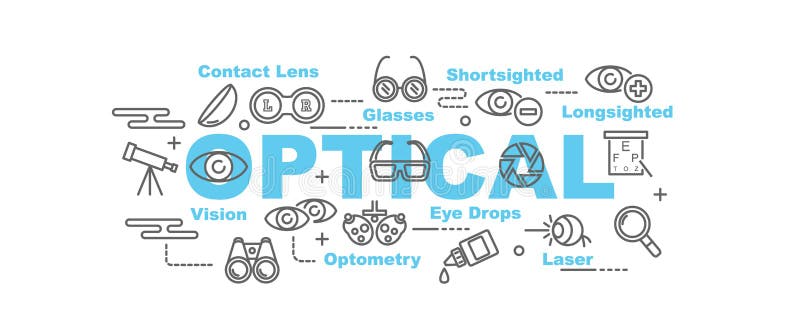 Banner For Optical Shop Or Glasses Clinic. Hand Draw Doodle Background ...