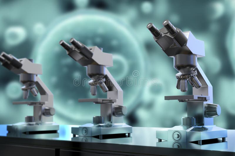 Optical Binocular Microscope, 3D Illustration Stock Illustration ...