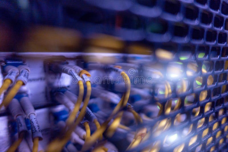 Optical Cable Close Up. Big Optical Server. Stock Photo - Image of ...