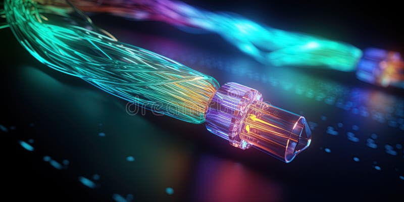 Optical Cable. Fiber Optics Technology. Generative Ai Illustration ...