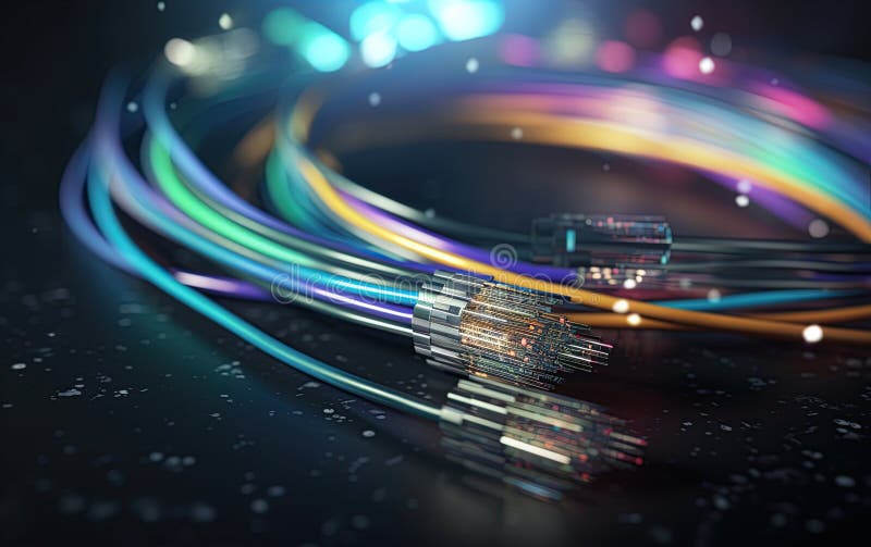 Optical Cable. Fiber Optics Technology. Generative Ai Illustration ...