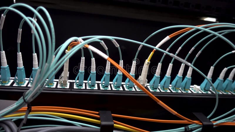 Optical Cable Close Up. Data Center Rack. Stock Footage - Video of ...