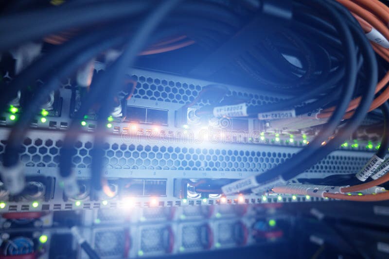 Optical Cable in Internet Network Devices. Stock Image - Image of ...