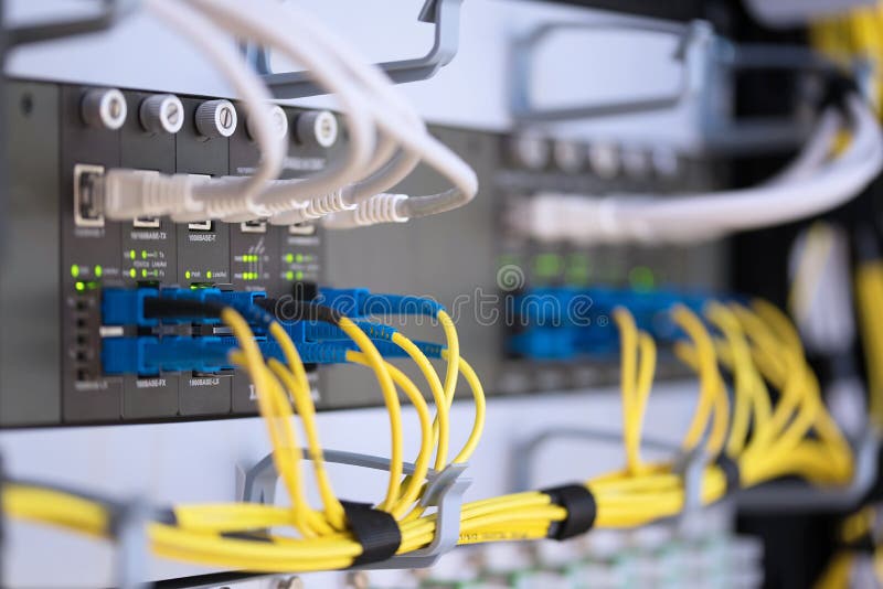 Optical Cable in Rack Cabinet Stock Image - Image of laser, global ...