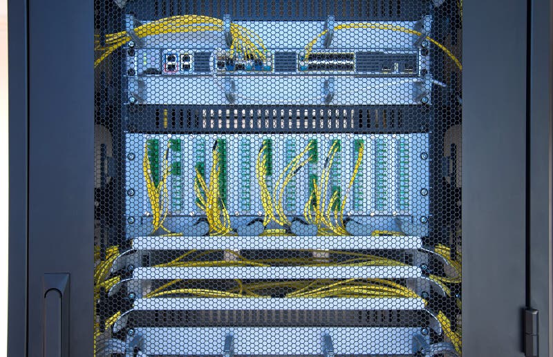 Optical Cable in Rack Cabinet Stock Photo - Image of fiber, hosted ...