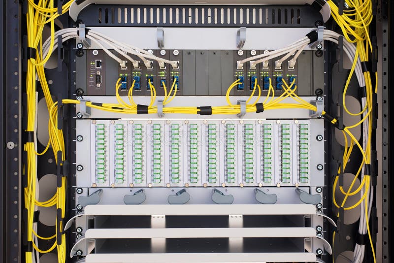 Optical Cable in Rack Cabinet Stock Image - Image of fibre, optical ...