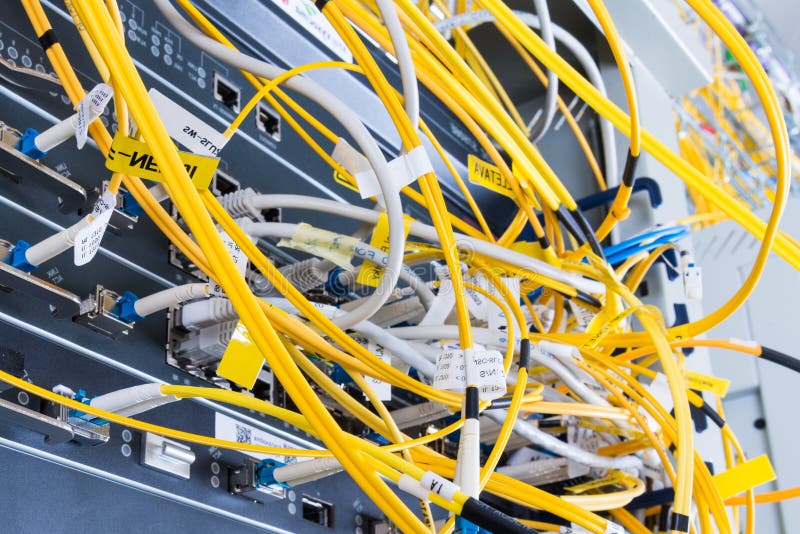 Optical Cables Connected To Internet Service Provider Data Switc Stock ...
