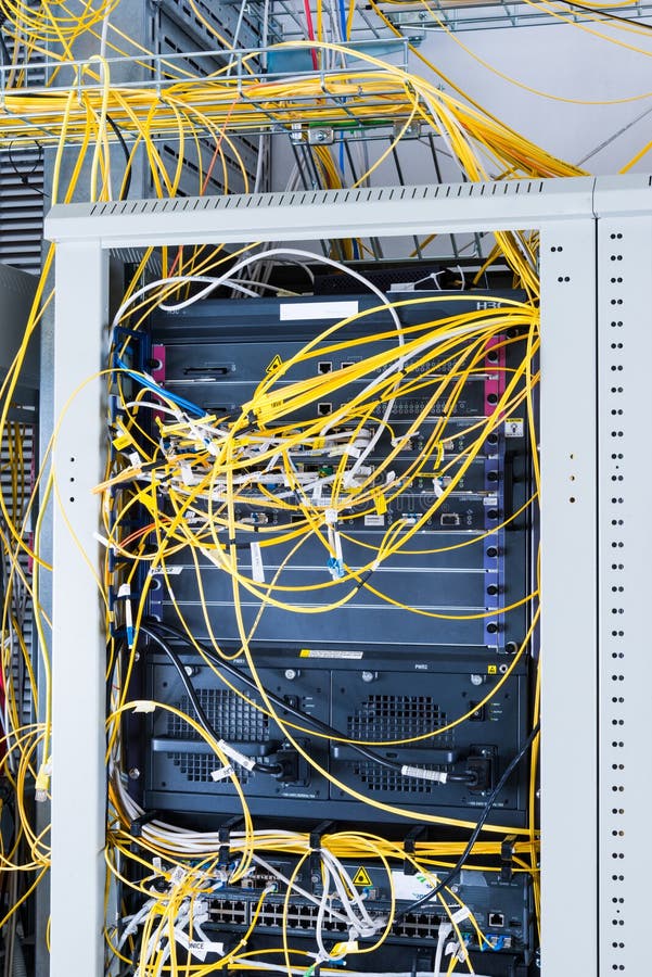 Optical Cables Connected To Internet Service Provider Data Switc Stock ...