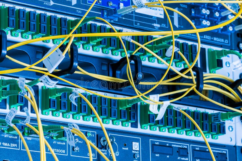 Optical Cables Connected To Internet Service Provider Switch Stock ...