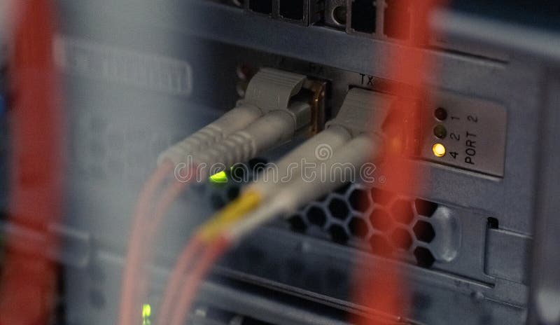 Fiber Optical Connections with Servers Stock Image - Image of ...