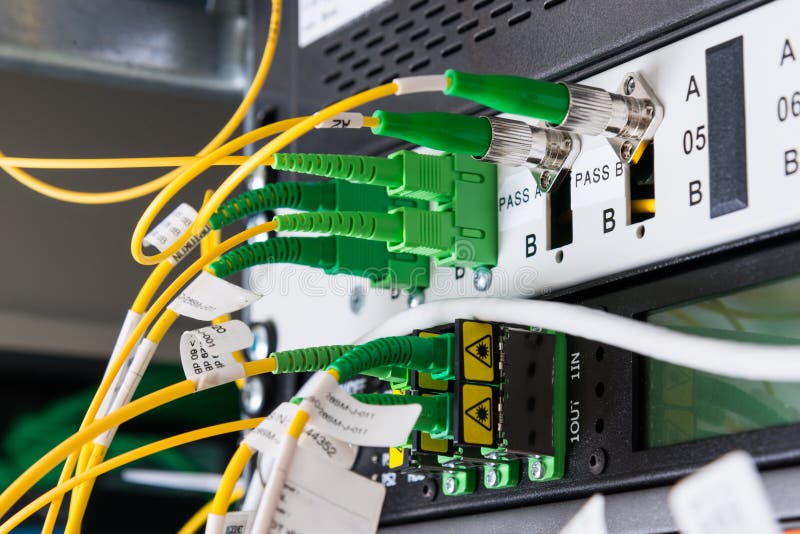 Optical Cables Plugged in Network Switch Stock Image - Image of ...