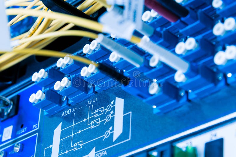 Optical Cables Connected To Internet Service Provider Switch Stock ...