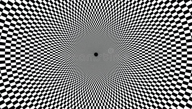 Optical Checkered Spiral Illusion Background. Magic Psychedelic Pattern ...