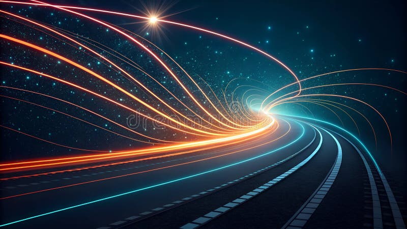 Optical Data Concept Illustrated by Abstract Glowing Lines and Swirling ...