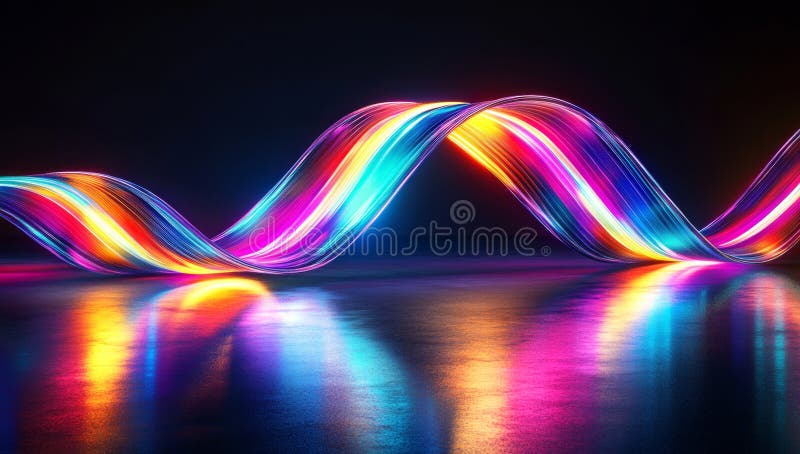 Optical Data Transfer Energy Concept 3D Render on Neon Background with ...