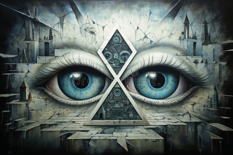 An Optical Deception with Eyes and Geometry Stock Illustration ...