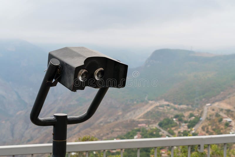 Armenia, Tatev, September 2022. Binoculars for a Panoramic View on a ...