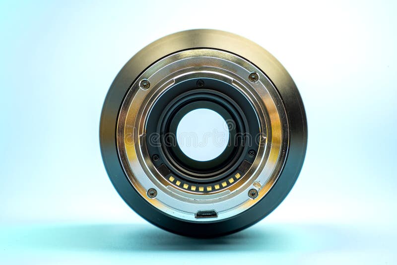 Optical Digital Camera Lens Isolated on Blue Background Stock Photo ...