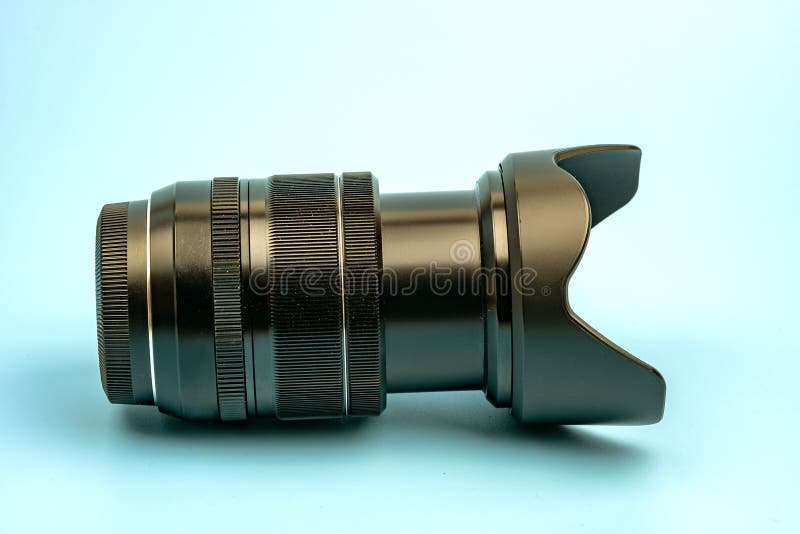 Optical Digital Camera Lens Isolated On Blue Background Stock Image ...