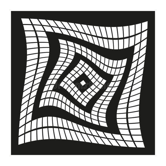 Optical Distortion Pattern. Wavy Square Design. Abstract Geometric ...
