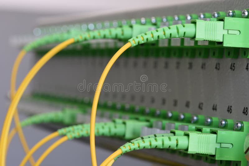 Optical Distribution Frame with Optic Cables Stock Image - Image of ...