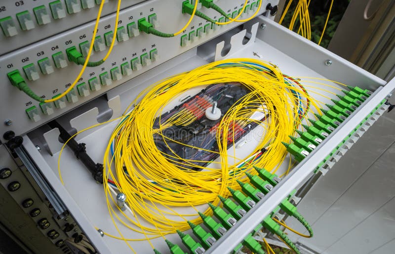 Optical Distribution Frame with Fibre Optic Splice Tray Stock Photo ...