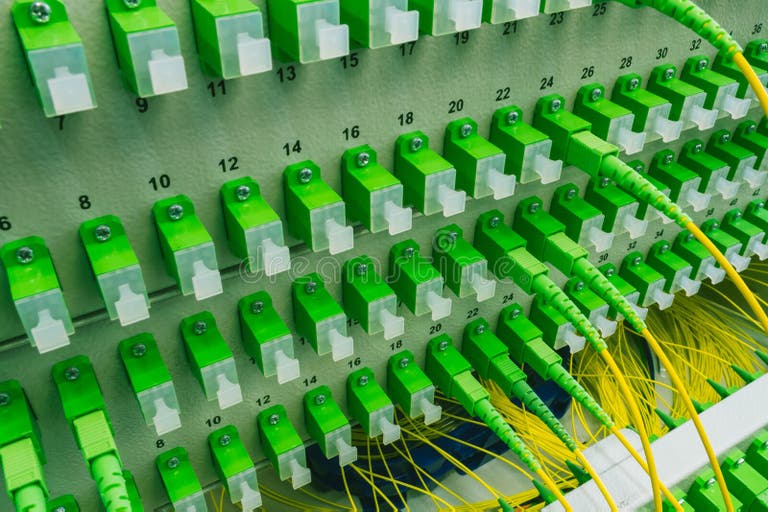 Optical Distribution Panel with Optic Patch Cord Cables Stock Photo ...