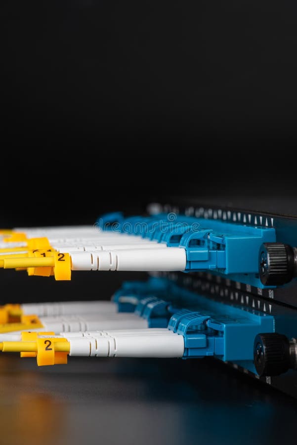 Optical Distribution Panel with Optic Patch Cord Cables Stock Photo ...