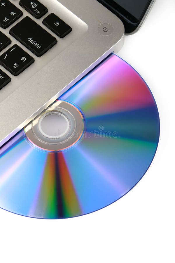 Optical DVD, CD Drive on Laptop Computer on White Background, Close-up ...