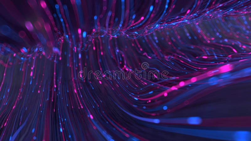 Optical Fiber Blue and Pink Neon Color 3D Render Stock Illustration ...