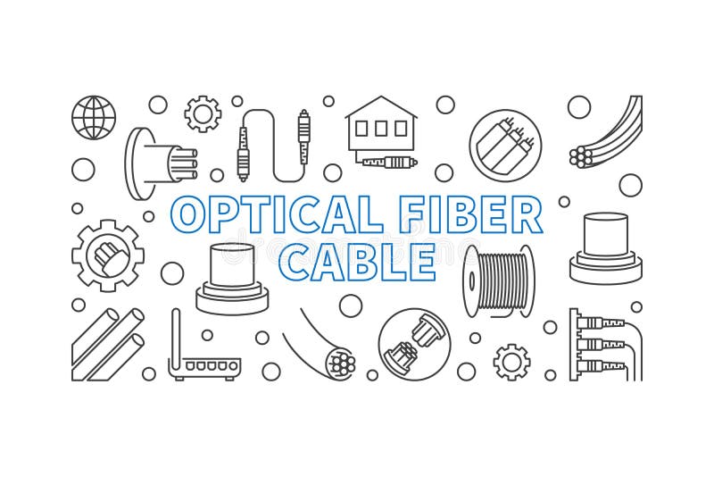 Optical Fiber Cable Vector Outline Concept Illustration Stock Vector ...