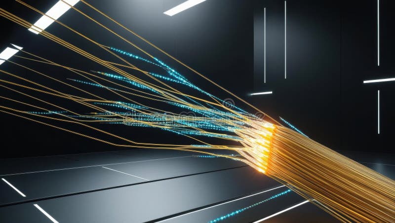 Optical Fiber Cables with Pulsating Light Signals Create Interconnected ...