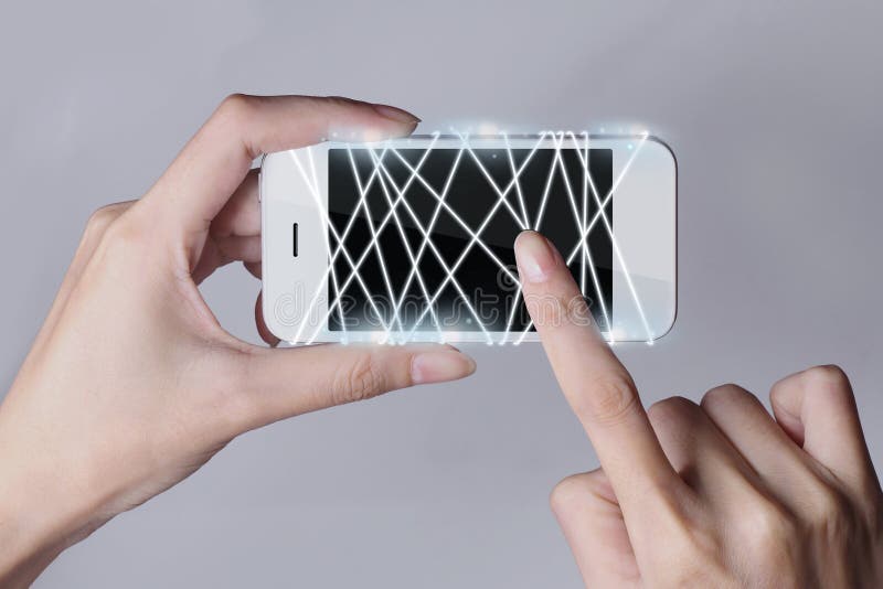 Light from Smartphone Screen Illuminates Woman Face in Dark Bedroom ...