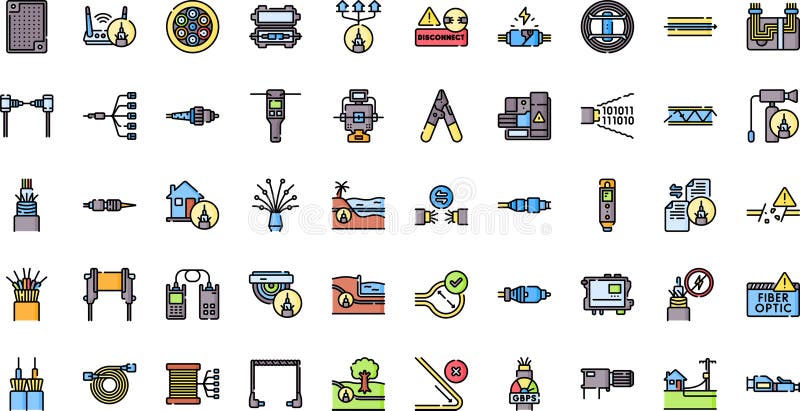 Optical Fiber Icons High-Quality Vector Icons Collection with Editable ...