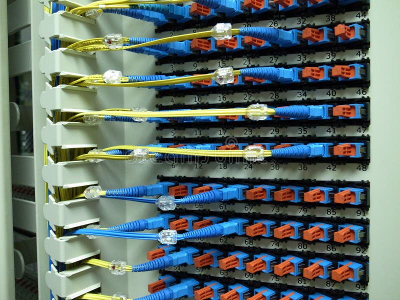 Optical fiber patch panel stock photo. Image of communications - 33958214
