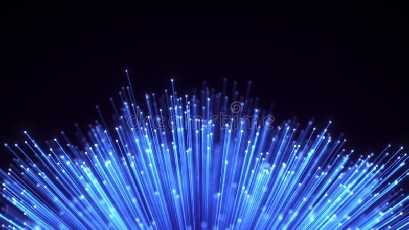 Optical Fiber Sheaf Abstract Motion Background. Glowing Bundle of Optic ...